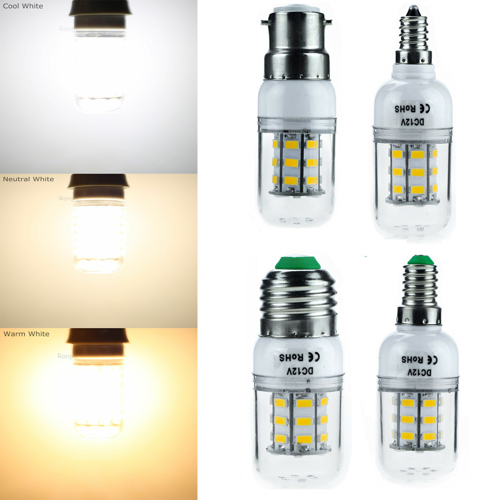 Ranpo LED Corn Bulb E27 E14 E26 B22 E12 SMD5730 bulb 7W 12V 24V Chandelier Candle LED Light For ...