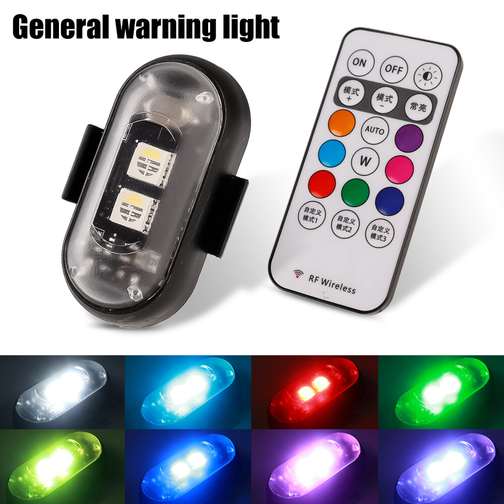 Motorcycle LED RGB Warning Light Universal Mini Signal With Controller ...
