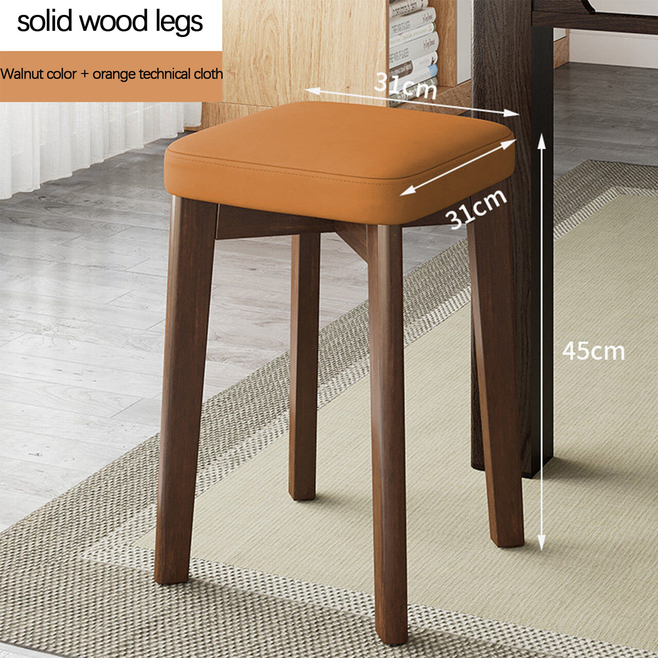 JM Solid wood stool household small bench modern simple dining table chair round stool stackable ...