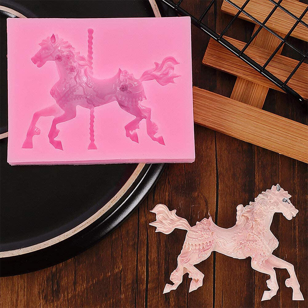 Silicone Mold 3D Carousel Horse Chocolate Mold Non-stick Fondant Mold ...