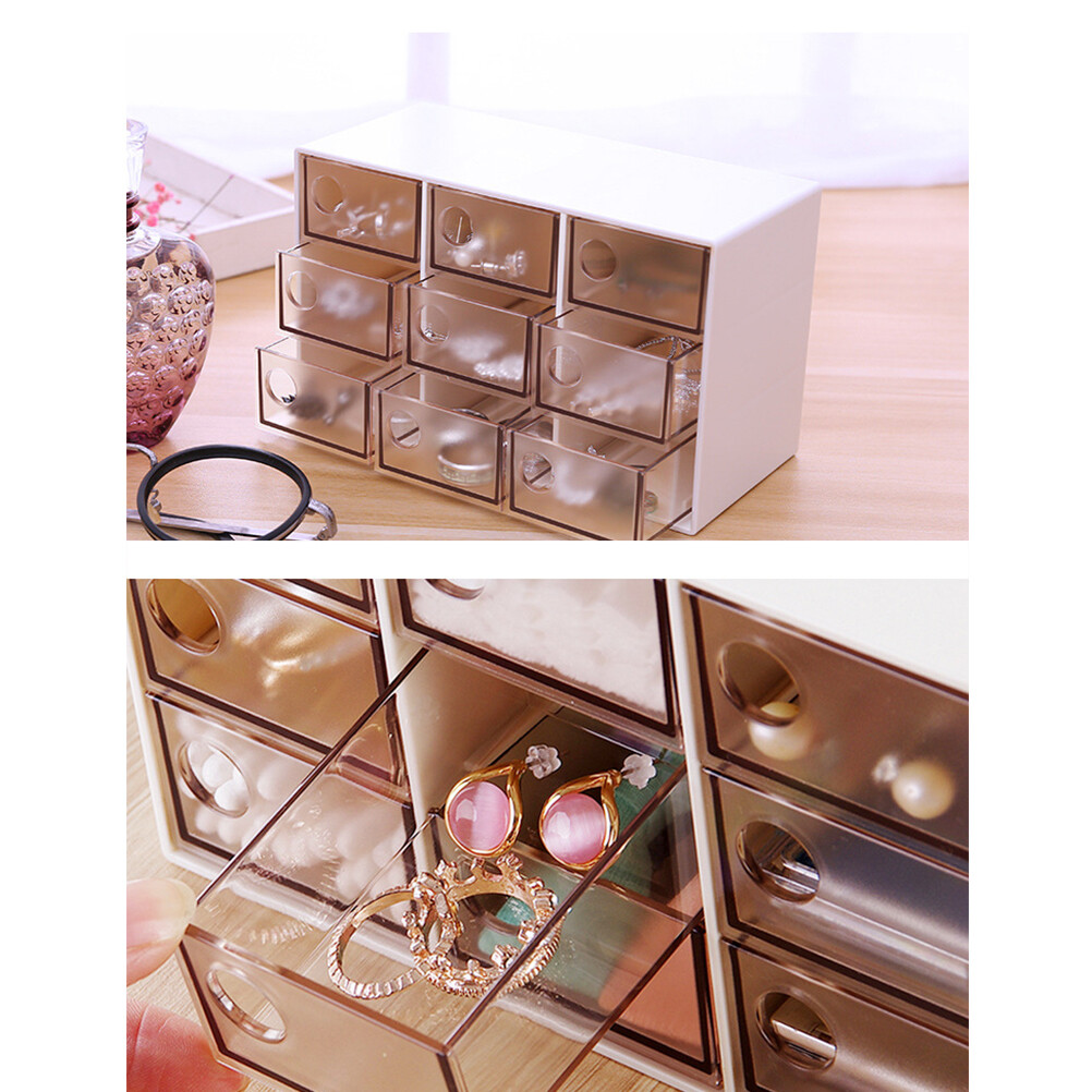 Mini 9 Grid Drawer Desk Storage Box Plastic Storage Organizer for Home ...
