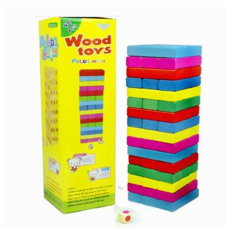 48PCS Wooden Block Kids Wooden Stack Block Kids Wooden Toys Wooden Play ...