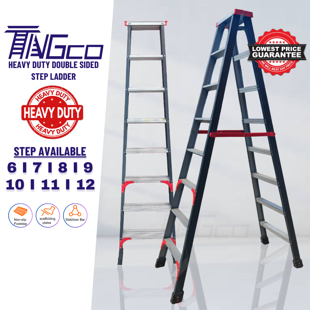 TINGCO Heavy Duty Double Side Step Ladder Duty Rating 150KG Colorbond ...