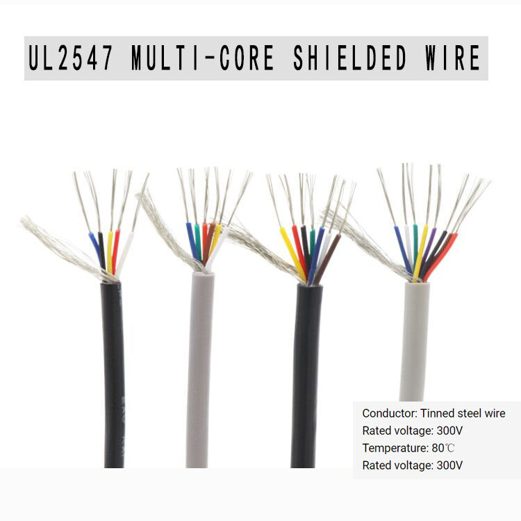 UL2547 Multi-core shielded wire 30AWG 2/3/4 core, สายเคเบิลข้อมูลเสียง ...