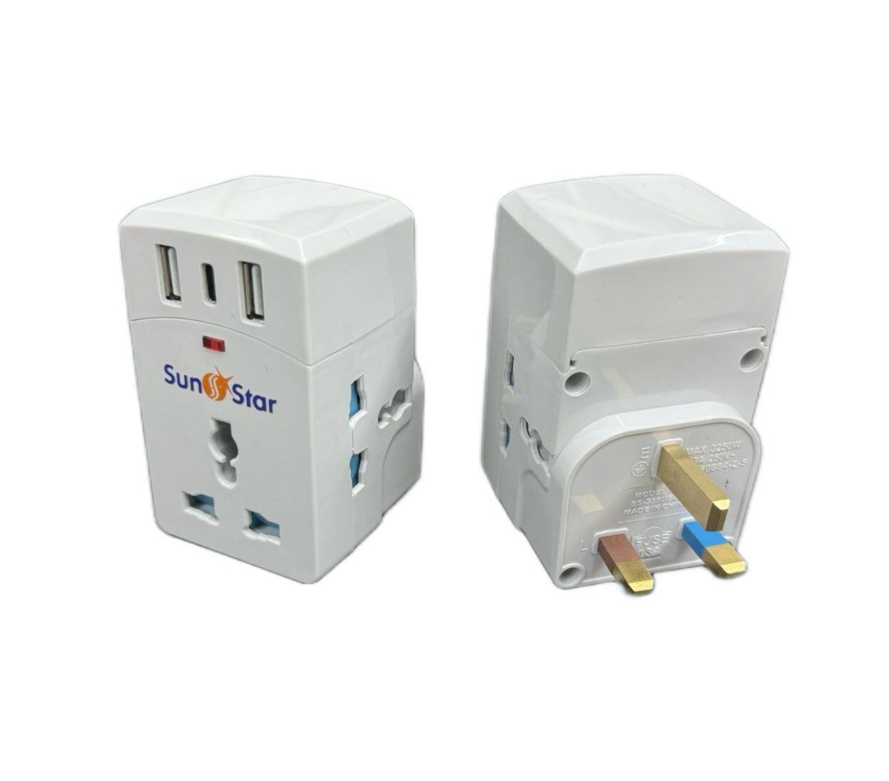 ME 13A 3 Way Adapter with USB Charger 2100mA USB plug three adaptor ...