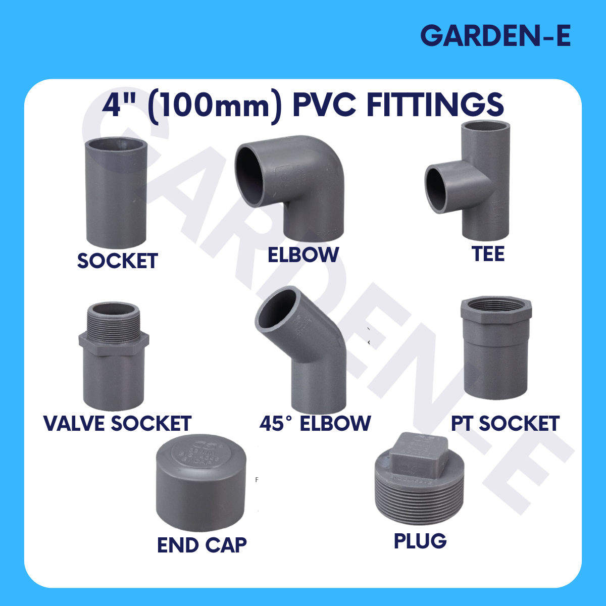 4" 100MM PVC FITTINGS - PT ELBOW VALVE SOCKET TEE END CAP PLUG | Lazada