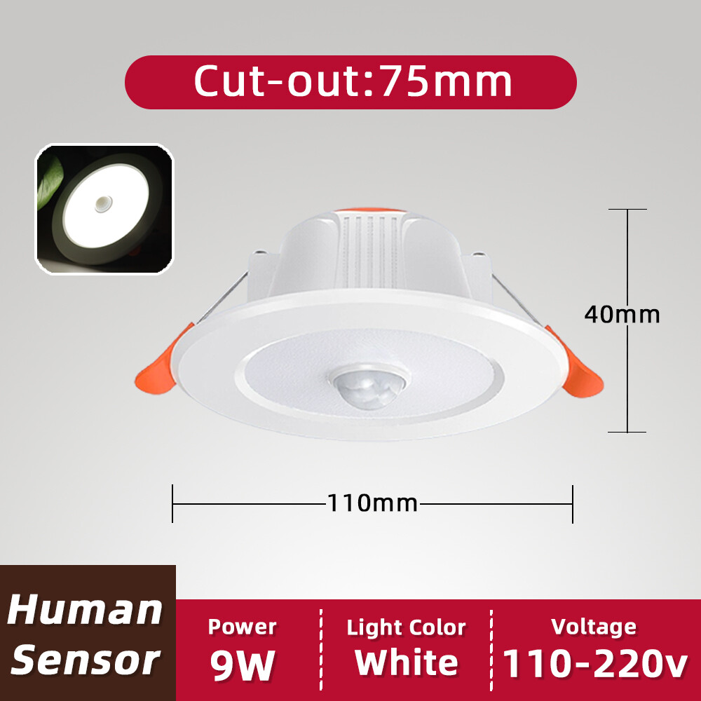 Motion Sensor LED Ceiling Light Recessed Downlight Human Body Infrared ...