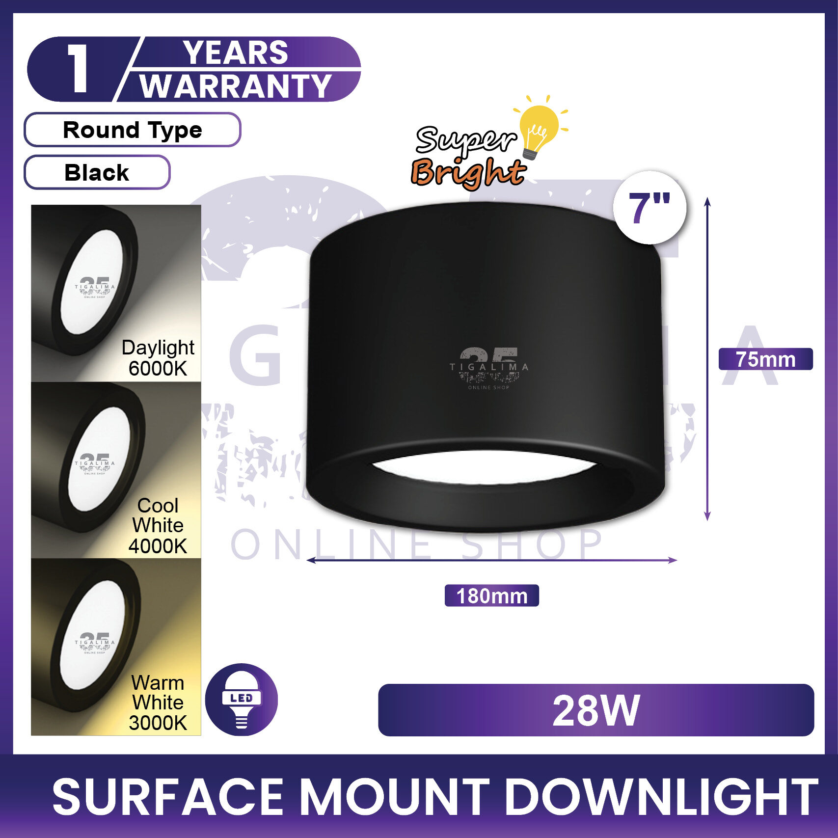 LED Surface Mounted Downlight 12W 20W 28W Black / White LED Panel Light ...
