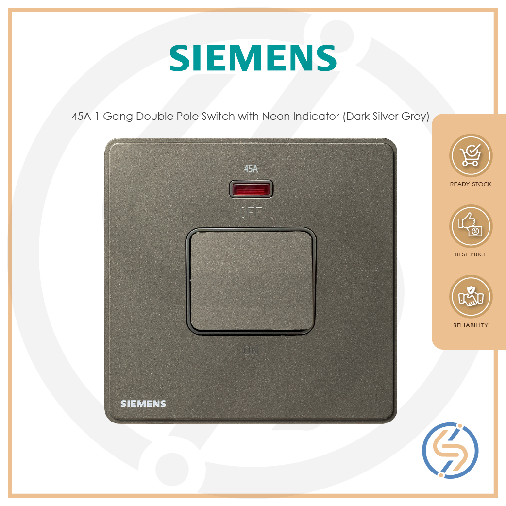 Siemens Delta Arina 45A 1 Gang Double Pole Switch with Neon Indicator ...