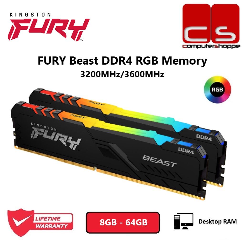 Kingston FURY Beast DDR4 RGB Desktop Gaming Memory RAM - 3200MHz ...