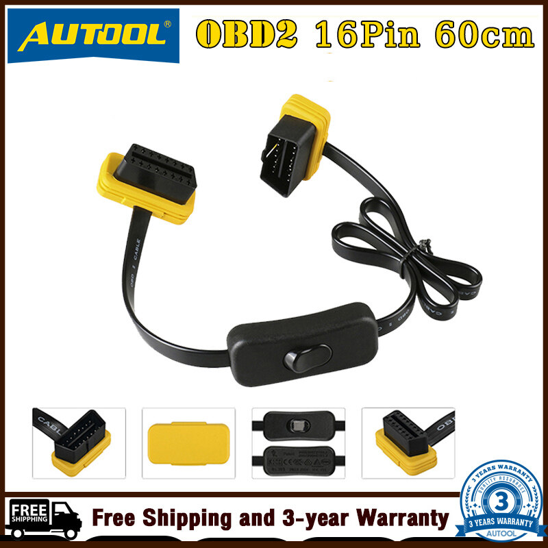 AUTOOL 60cm Car OBD ELM327 Scanner Extension Cable(With Switch) Auto ...