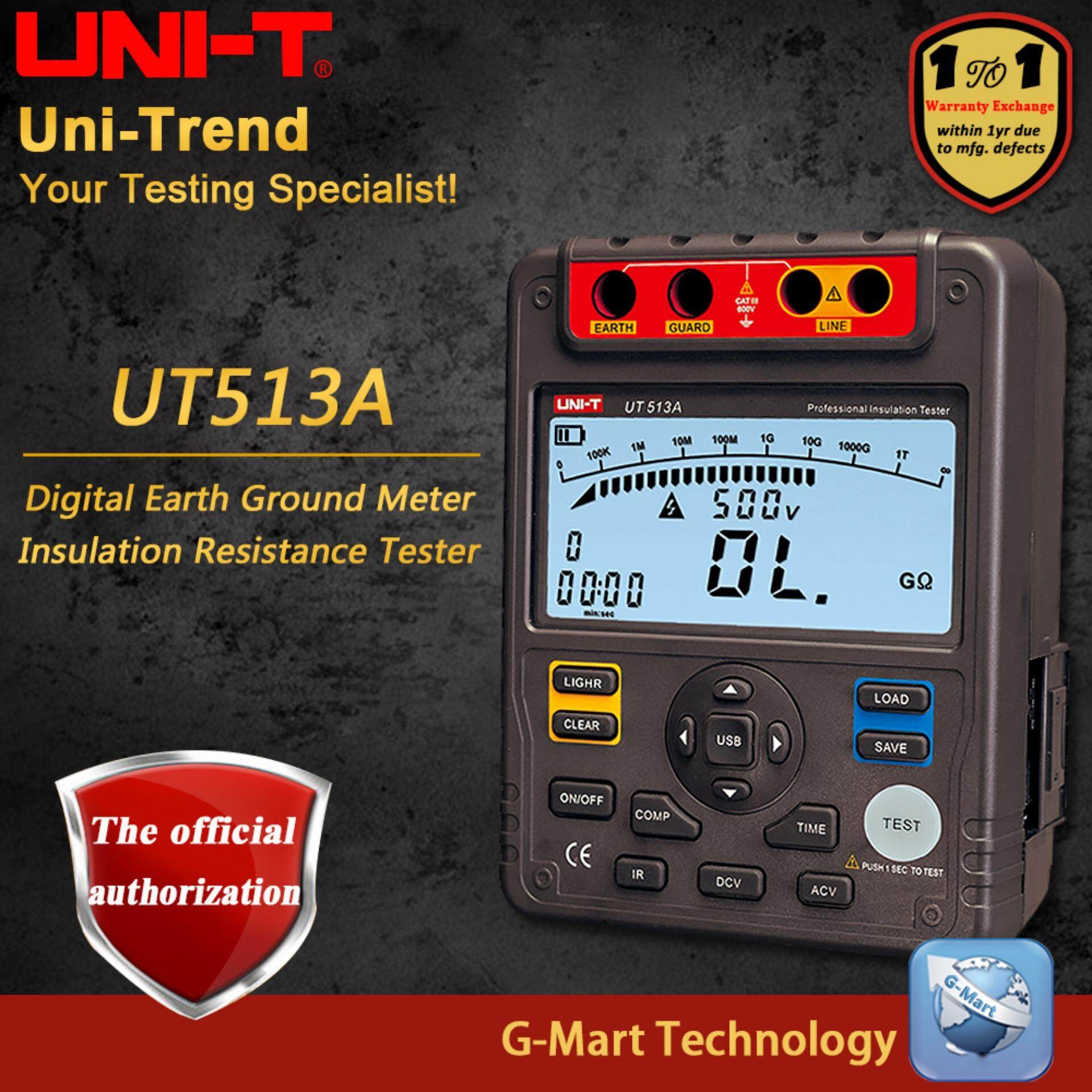 UNI-T UT513A Digital Insulation Resistance Tester 5000V 1000GOhm | Lazada