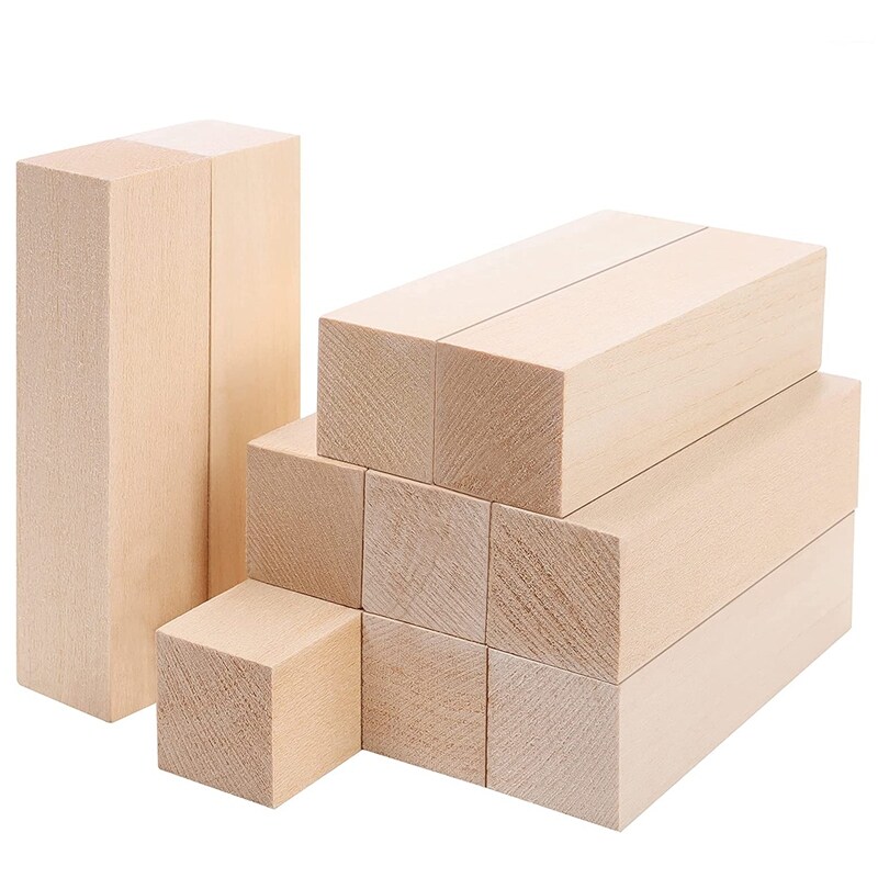 Large Carving Wood Blocks (10 Pack) 4 x 1 x 1 Inches Unfinished ...