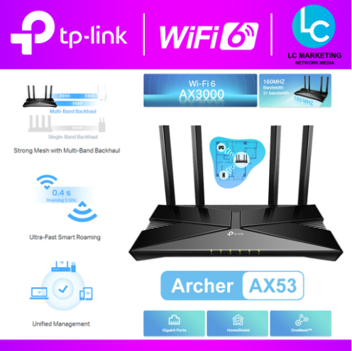 TP-Link Archer AX53 AX3000 Dual Band Gigabit Wi-Fi 6 Router For Unifi ...
