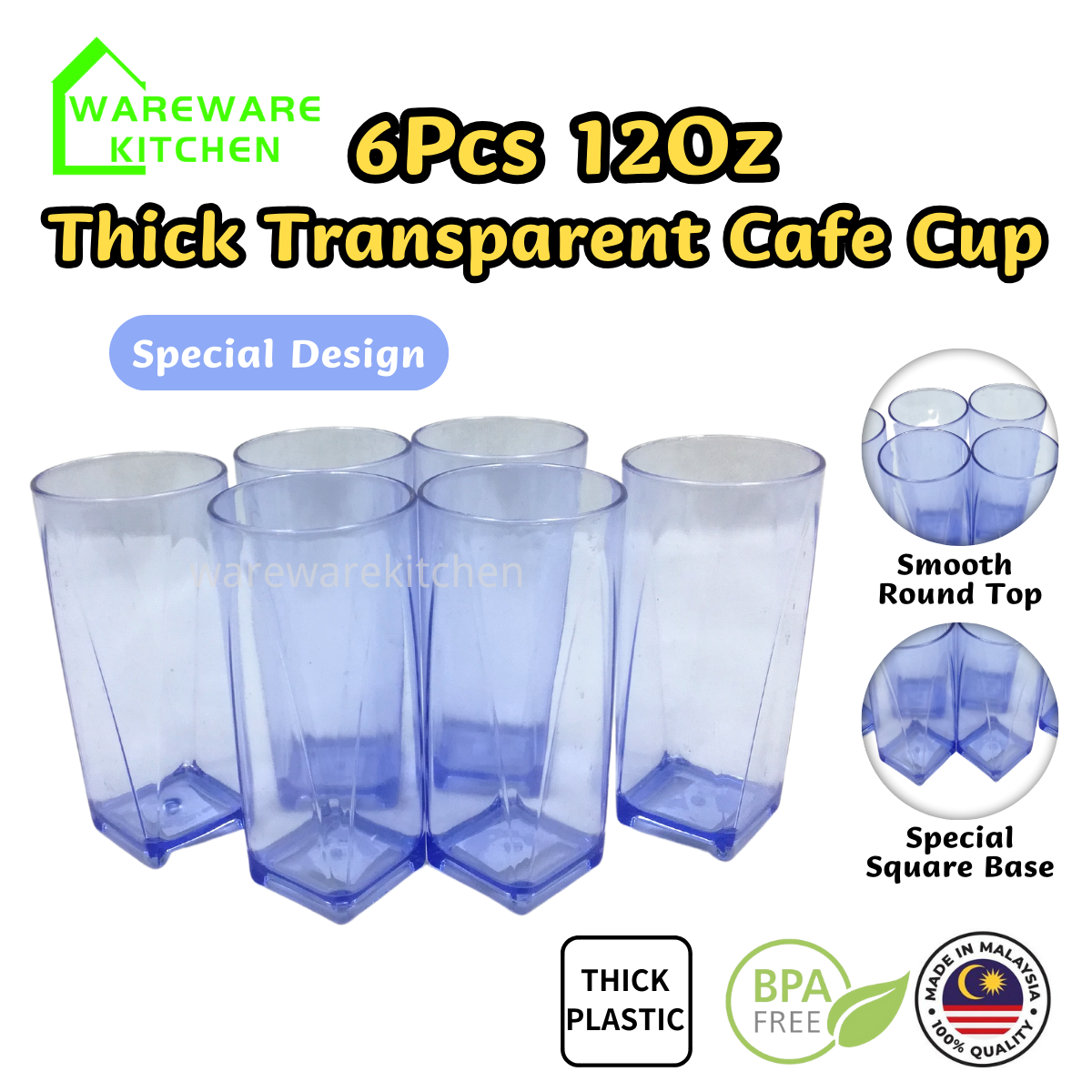 6Pcs 12Oz Transparent Plastic Cup Cawan Plastik Transparent Cup Thick ...