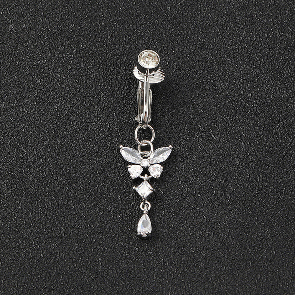 Butterfly Fake Belly Button Ring Fake Belly Piercing Clip On Umbilical ...