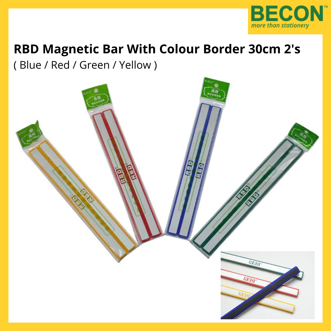 RBD Magnetic Bar With Colour Border 30cm 2's ( Blue / Red / Green ...