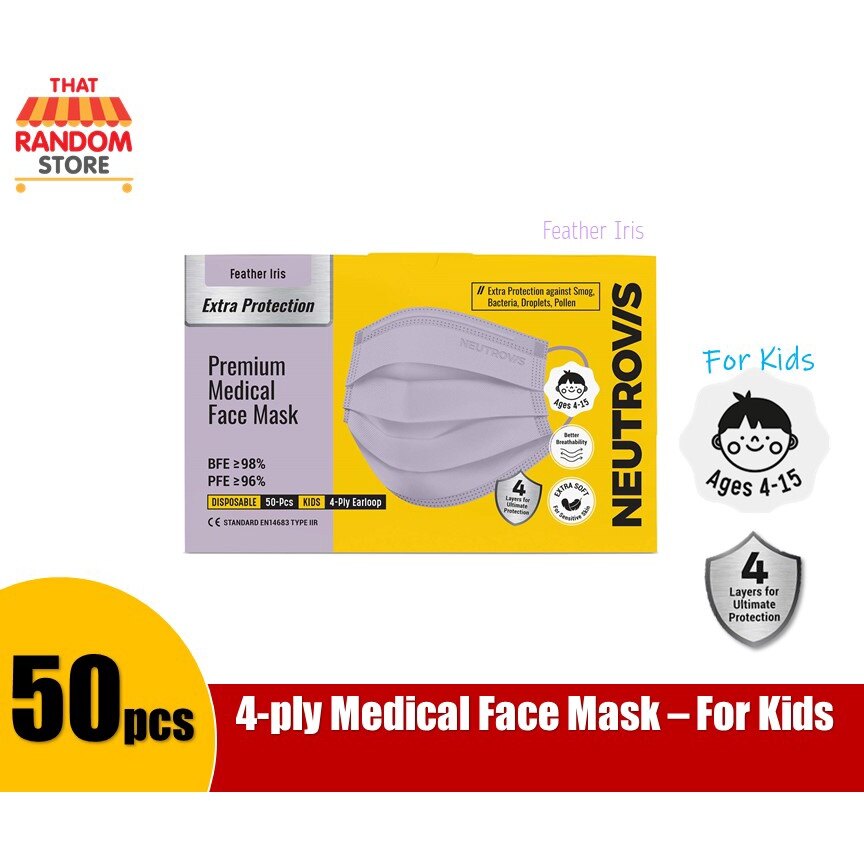 【For Kids】NEUTROVIS 50 pcs 4-ply Disposable Premium Medical Face Mask ...