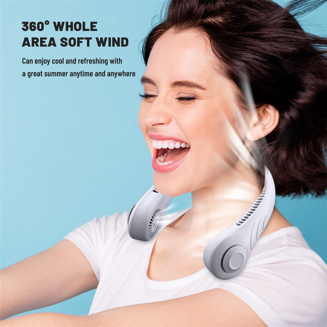 JVJH แบบพกพามือคอฟรีพัดลม360 ° Lazy สายคล้องคอพัดลม78 Surround Air ...