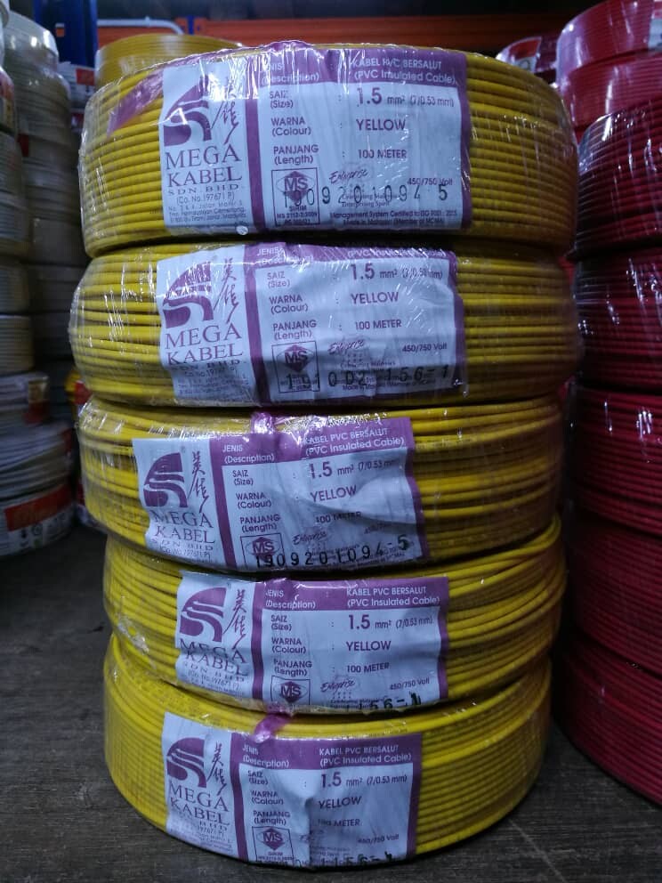1.5mm Mega Kabel Insulated PVC 100% Pure Copper Cable (SIRIM & JKR ...