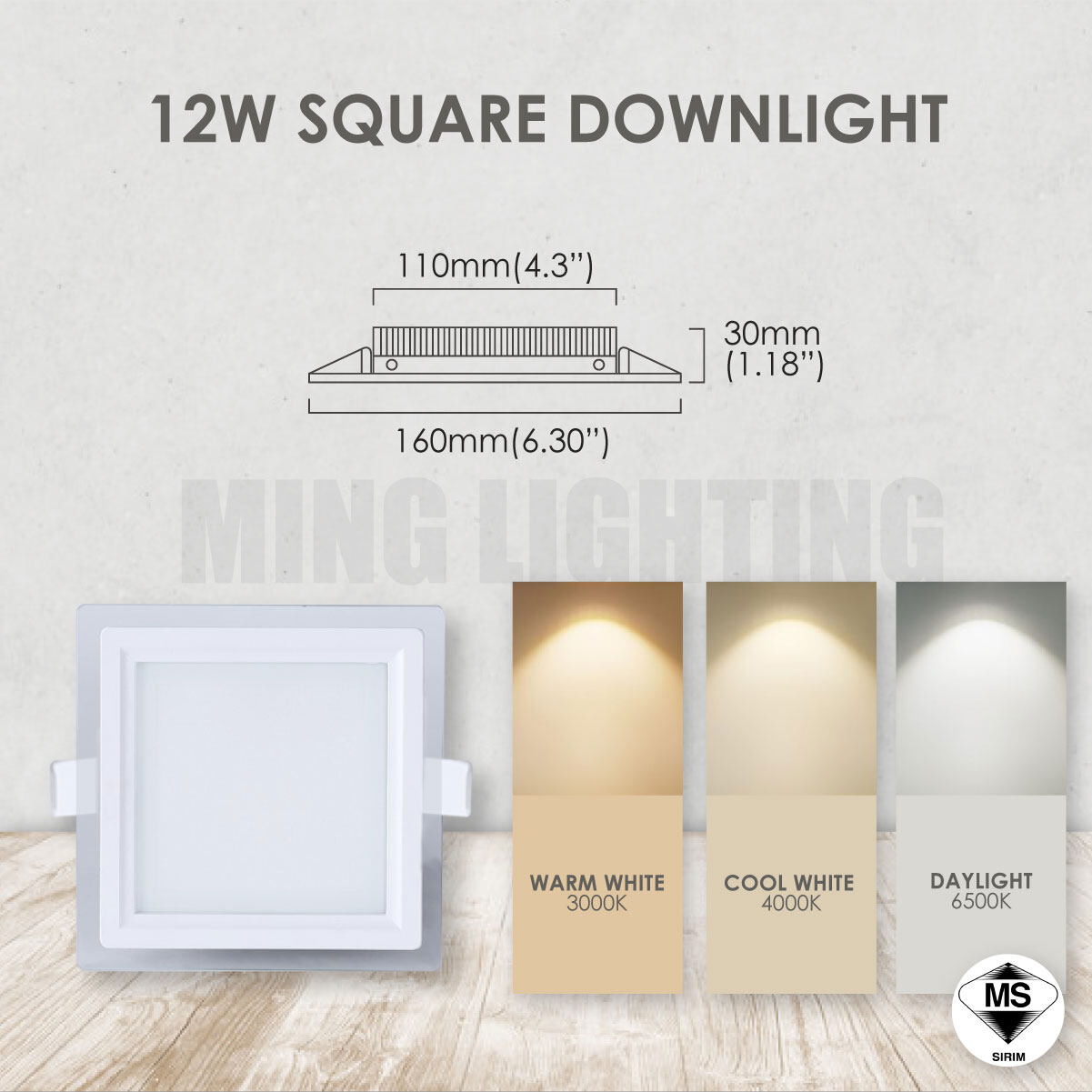 [SIRIM] LED Glass Downlight 12W 18W Down Light Siling Ceiling Round ...