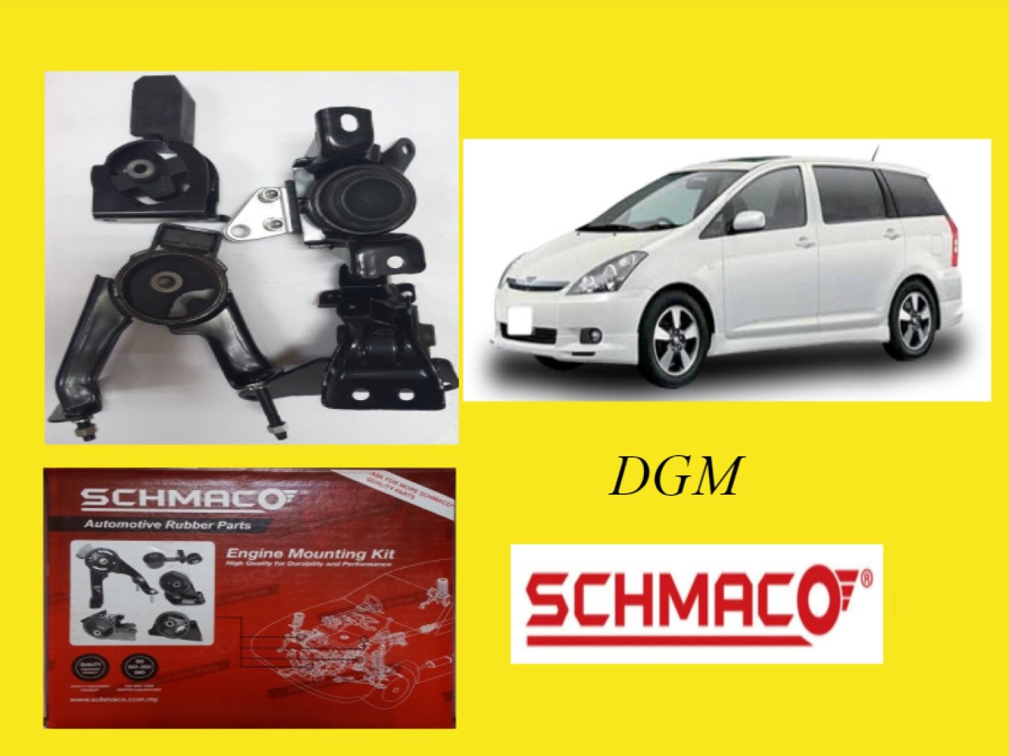SCHMACO Toyota Wish ZNE10 1.8 2003-2007Y Auto Engine Mounting Kit Set ...