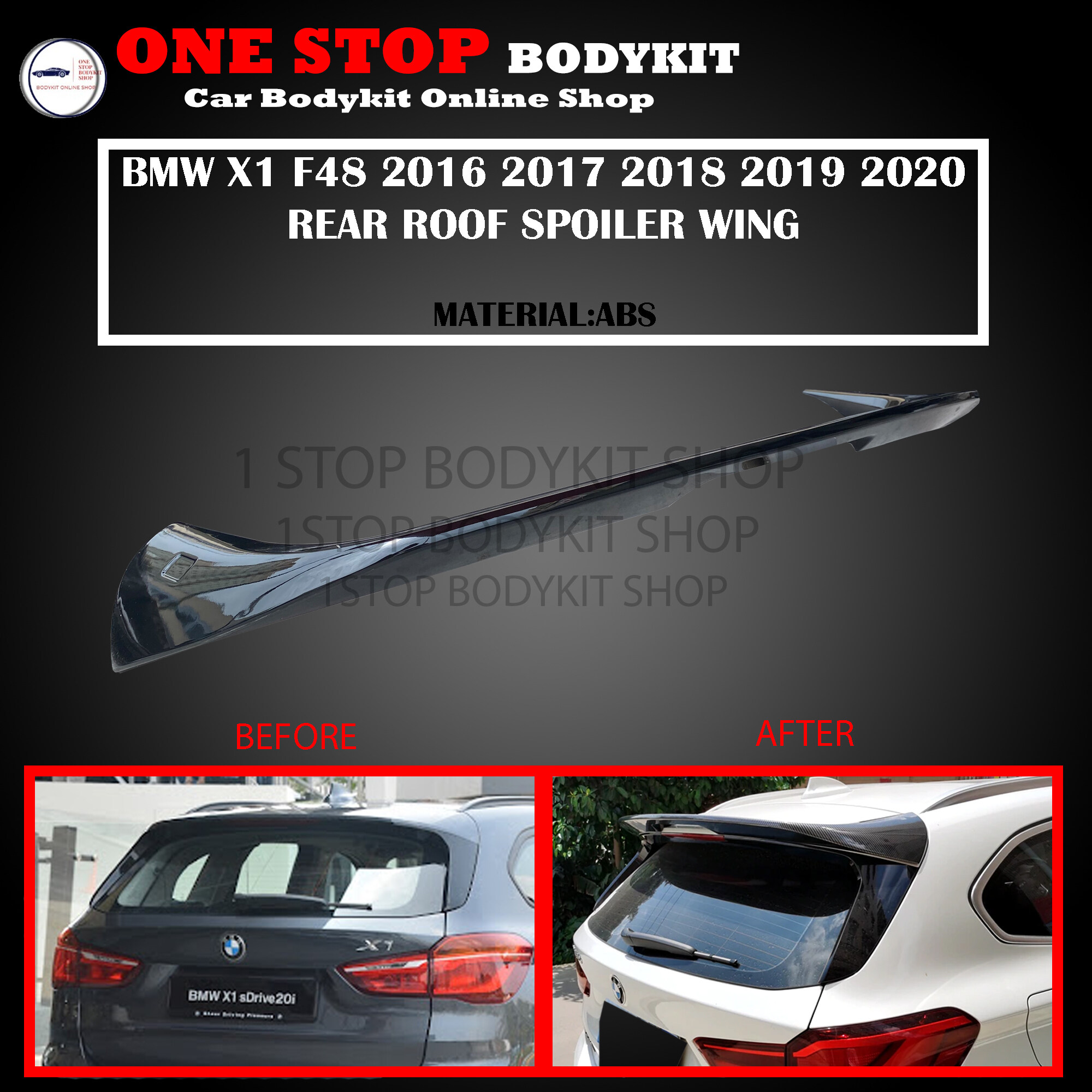 BMW X1 F48 2016-2020 REAR ROOF SPOILER WITH PAINT (PIANO BLACK) ABS ...