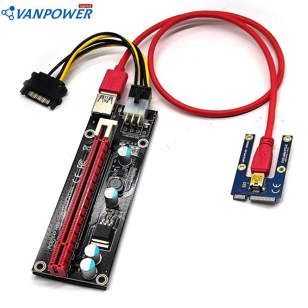 USB 3.0 Mini PCI-E Riser SATA to 4 Pin 6 Pin 16X Extender PCIE Riser ...