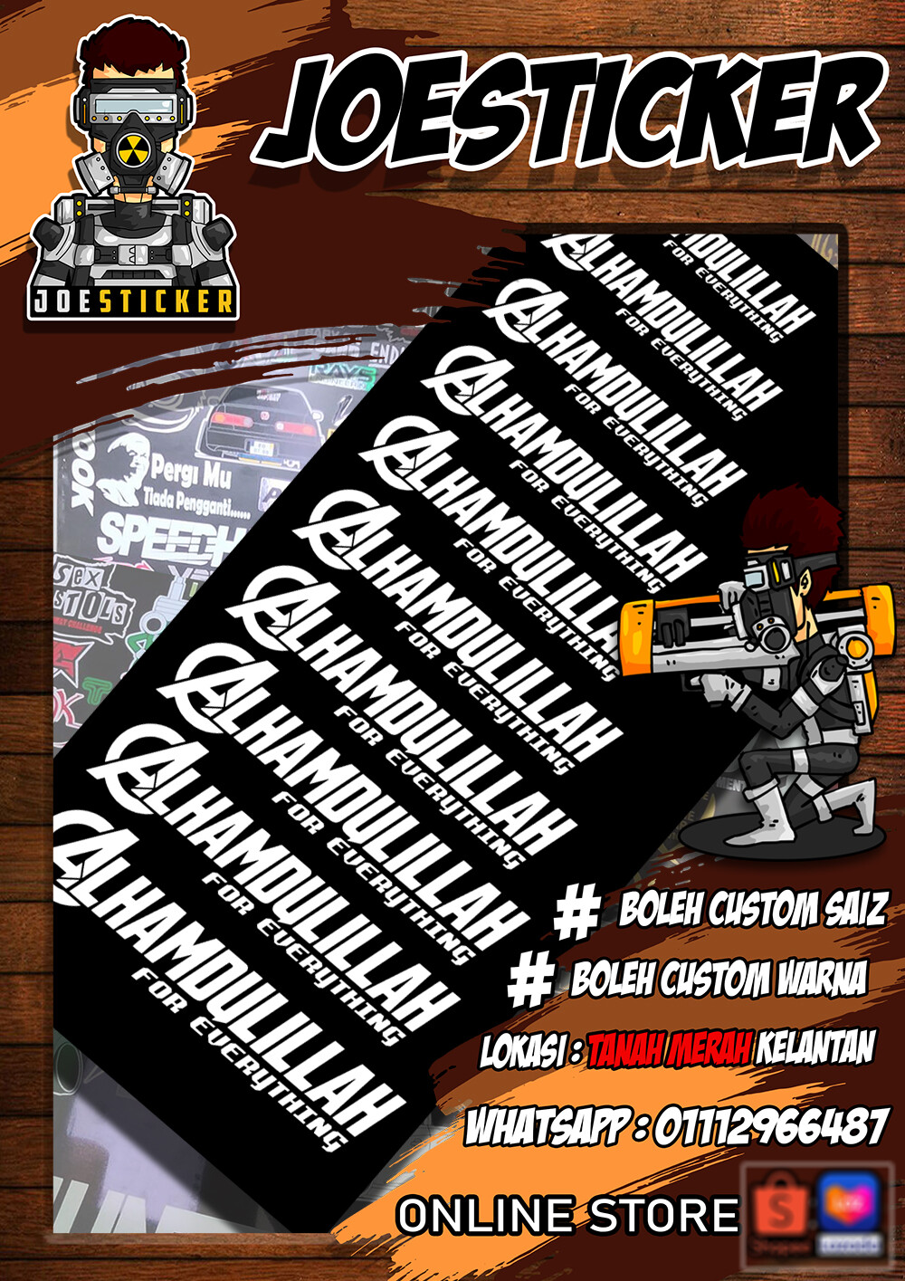 STICKER ALHAMDULILLAH VERSI AVENGERS PELBAGAI SAIZ DAN WARNA | Lazada