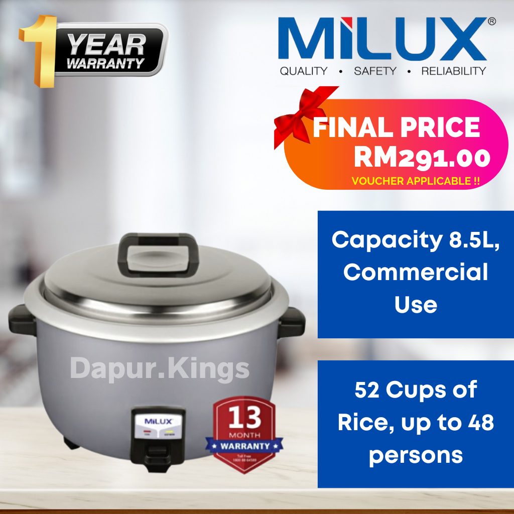MILUX 52-Cup Electric Commercial Rice Cooker 8.5L [MRC-5285] 电饭煲 Periuk ...