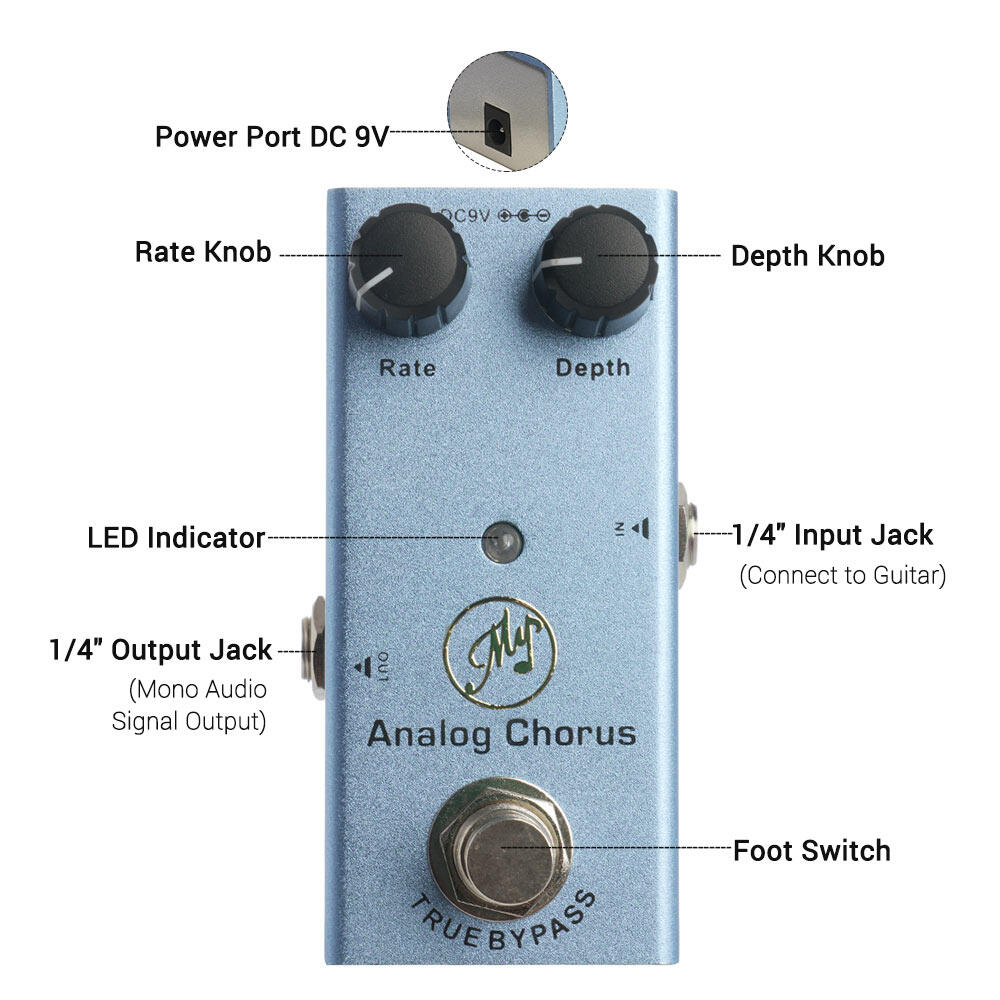 Analog Chorus Guitar Effect Pedal with Depth and Rate Knobs Mini Single ...