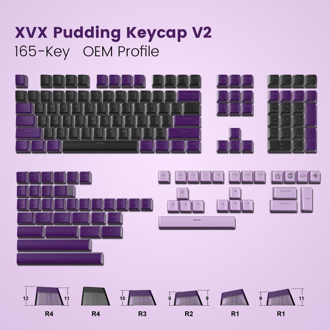 XVX Pudding Keycaps PBT 165 Key Set Custom Double Shot Keycap OEM ...
