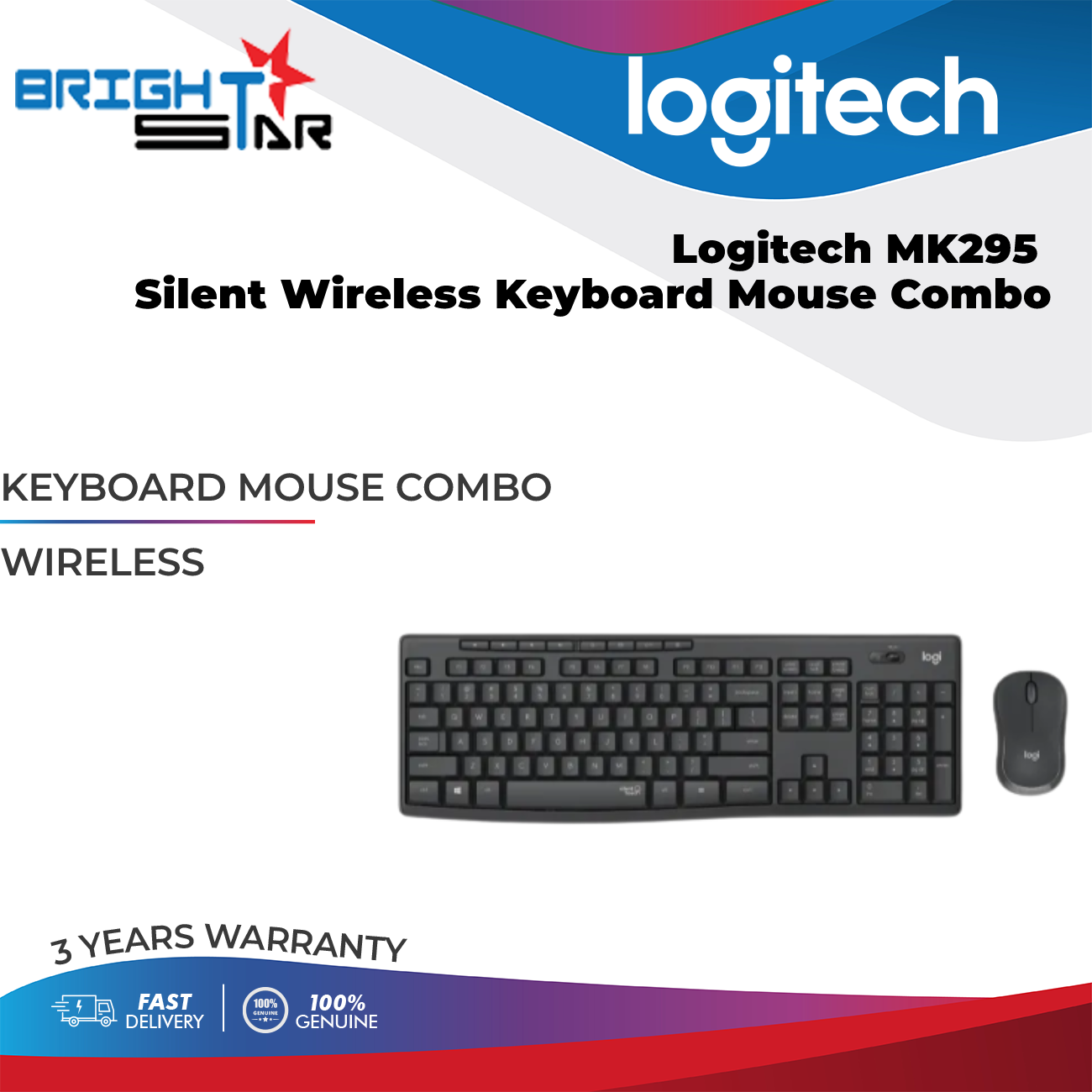 Logitech Mk295 Silent Wireless Keyboard Mouse Combo Lazada