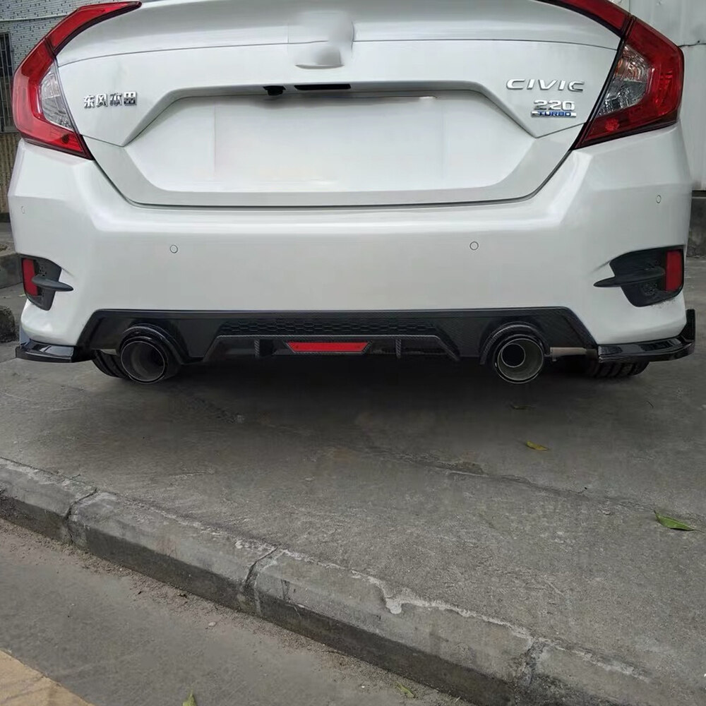 กันชนหลัง Diffuser ริมฝีปากท่อไอเสียสำหรับ Honda Civic 10th Gen 2016 ...