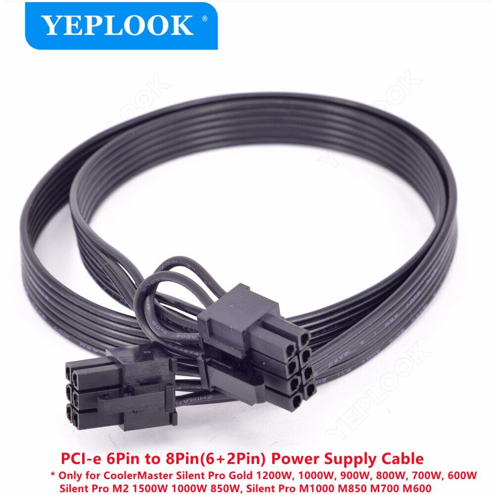PCIe 6Pin to 8Pin GPU Cable 60CM for CoolerMaster Silent Pro Gold 1200W ...