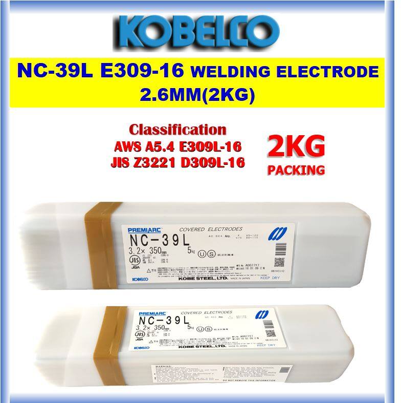 KOBELCO WELDING ELECTRODE NC-39L ( NC39L ) E309-16 (2.6MM) X 2KG / (3 ...