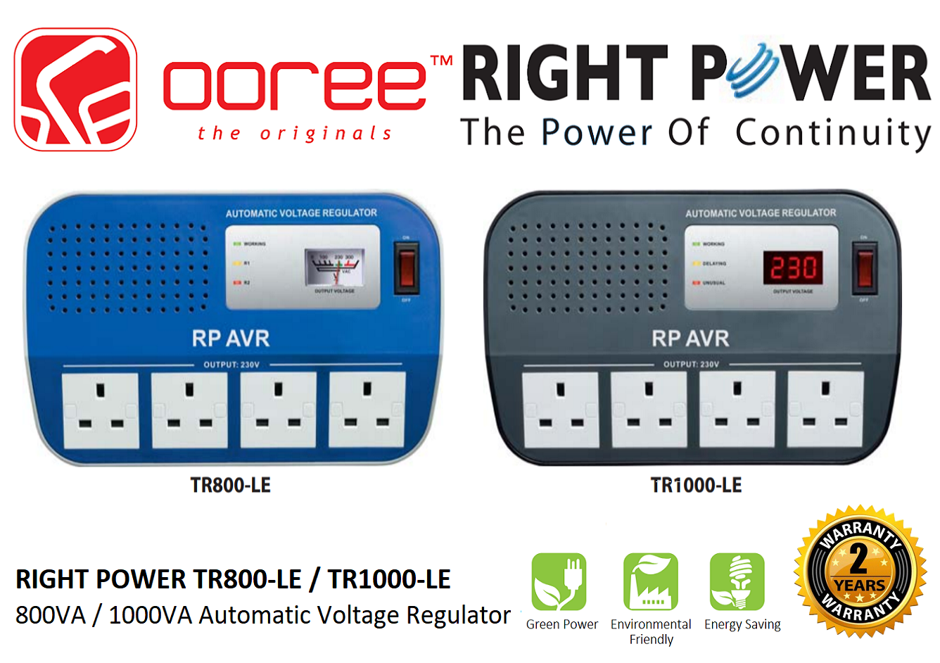RIGHT POWER AVR 800VA (TR800-LE) / 1000VA (TR1000-LE) AUTOMATIC VOLTAGE ...