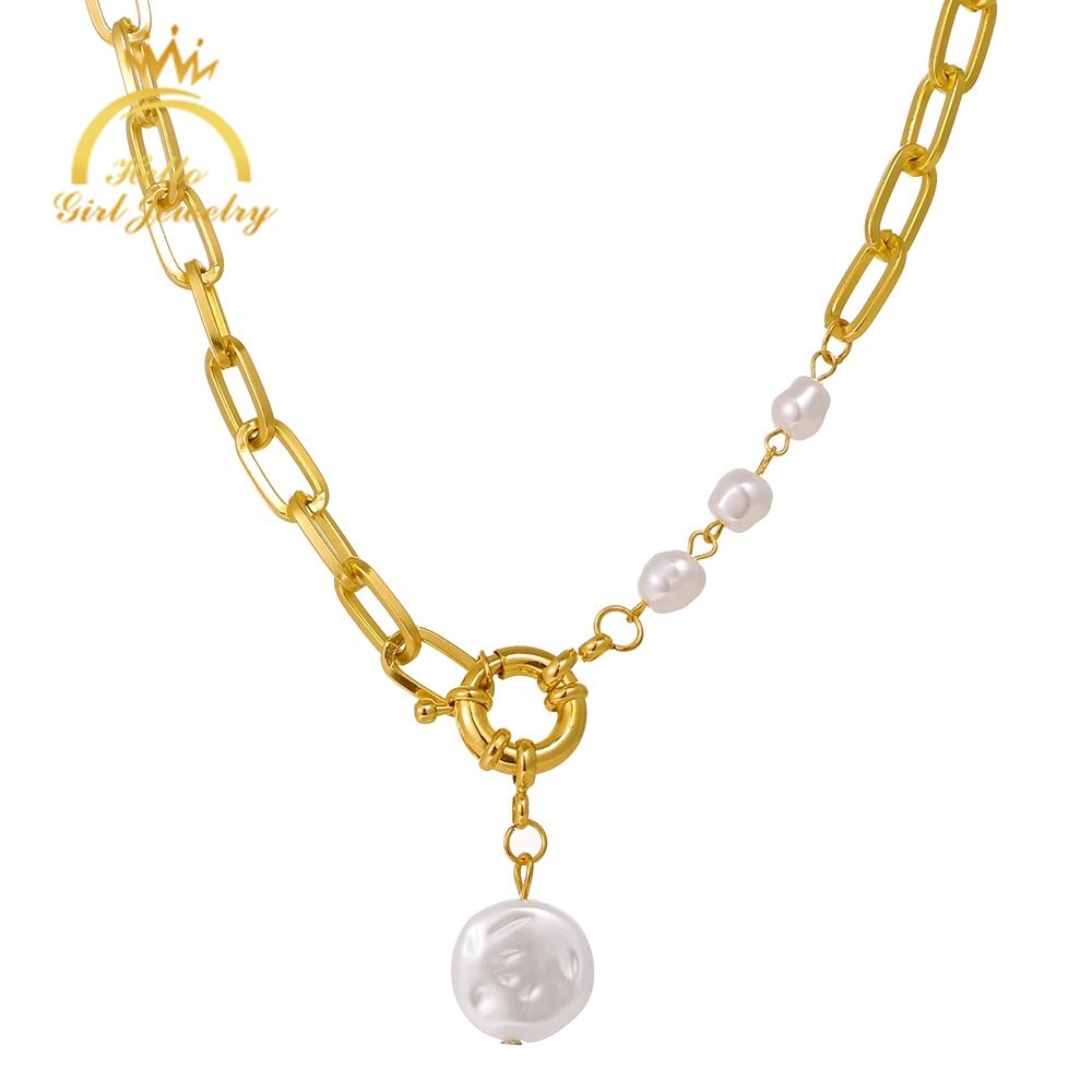Hello Girl Jewelry South Korea's New Retro Metal Baroque Pearl Pendant ...
