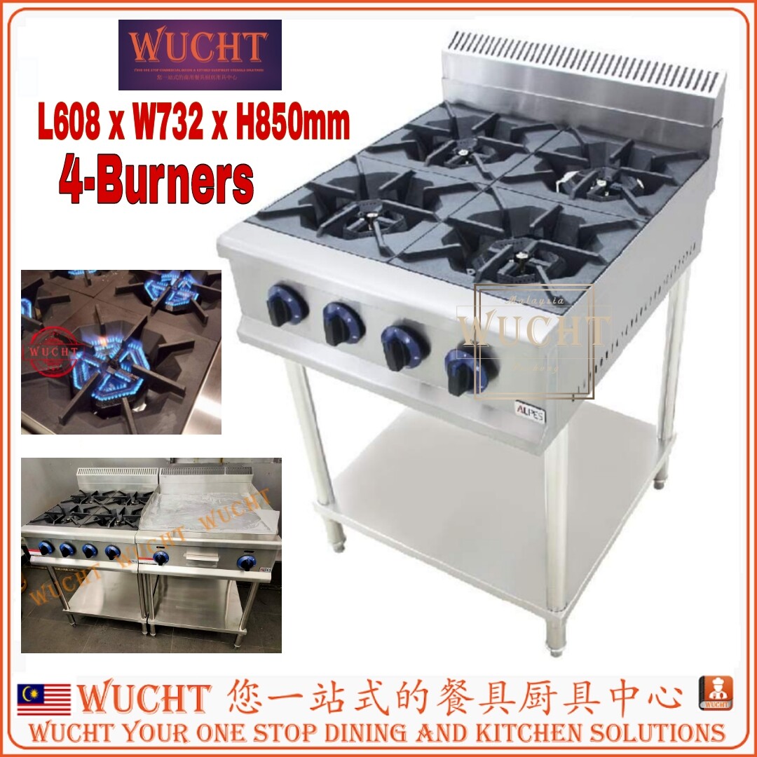 【WUCHT】Commercial Gas Burner 4 Open Burner Cooktop Free Standing with ...