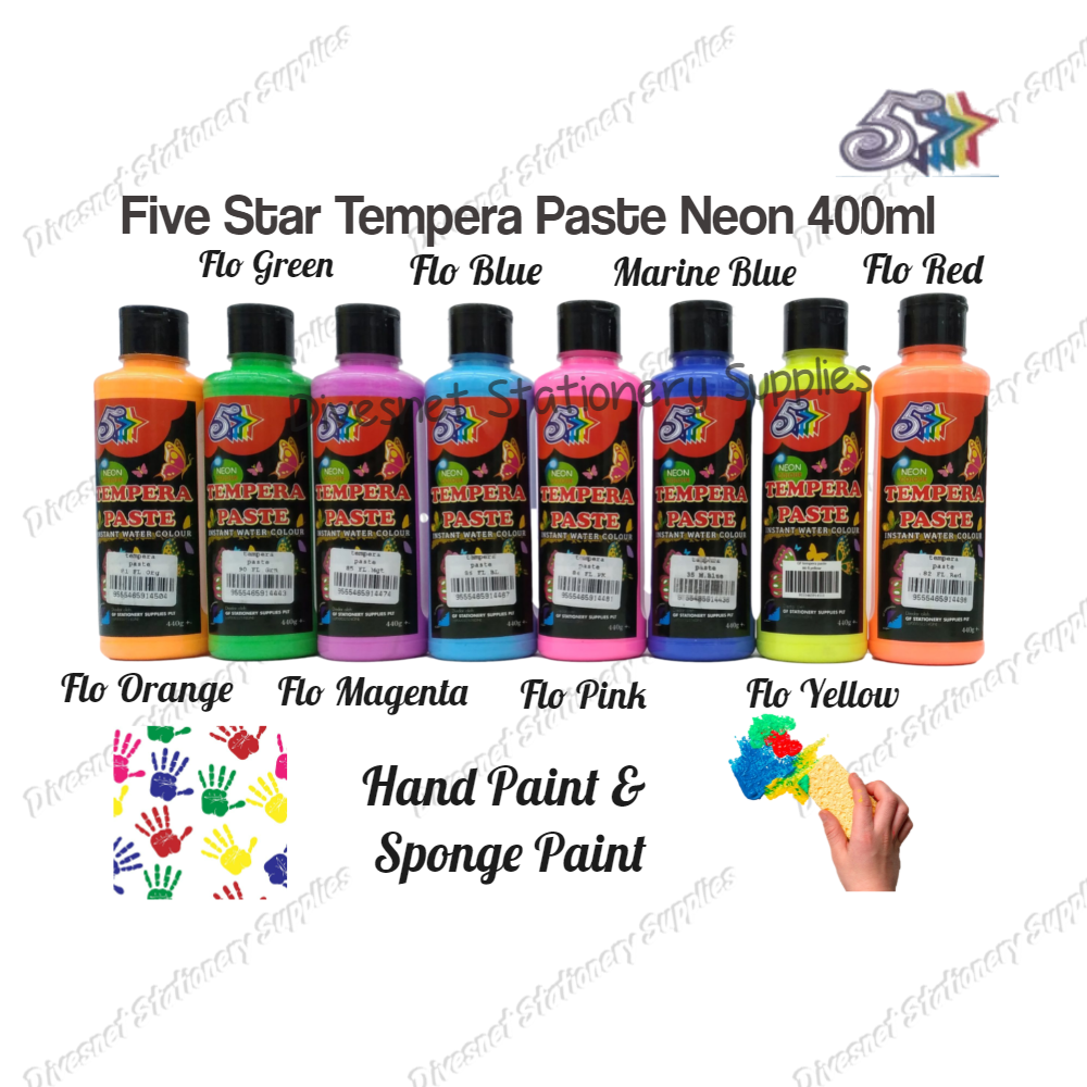 Five Star Tempera Paste Neon Florescent 400ml Warna Tempera (8 Colors ...