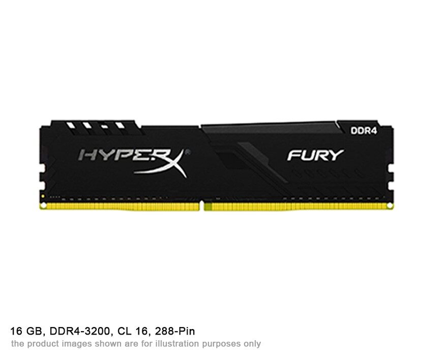HyperX HX432C16FB3/16 16GB 3200MHz FURY DDR4 CL16 Desktop Memory Black ...