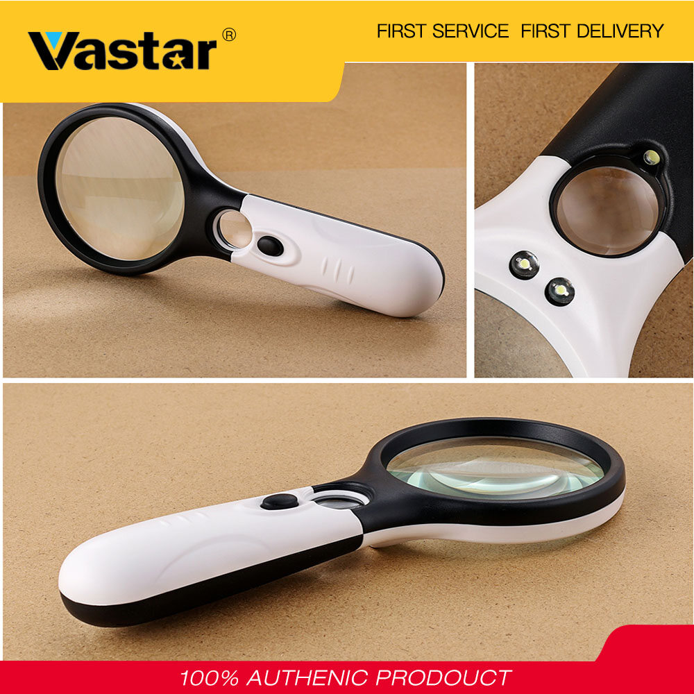 Vastar 3 LED Light 45X Handheld Reading Magnifying Glass Lens Jewelry ...
