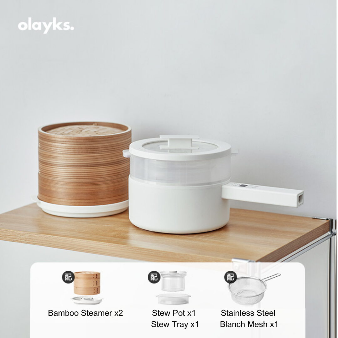 Olayks Multifunction Electric Cooker Can Cook Rice Version Full Set With Bamboo Steamer, Stew ...