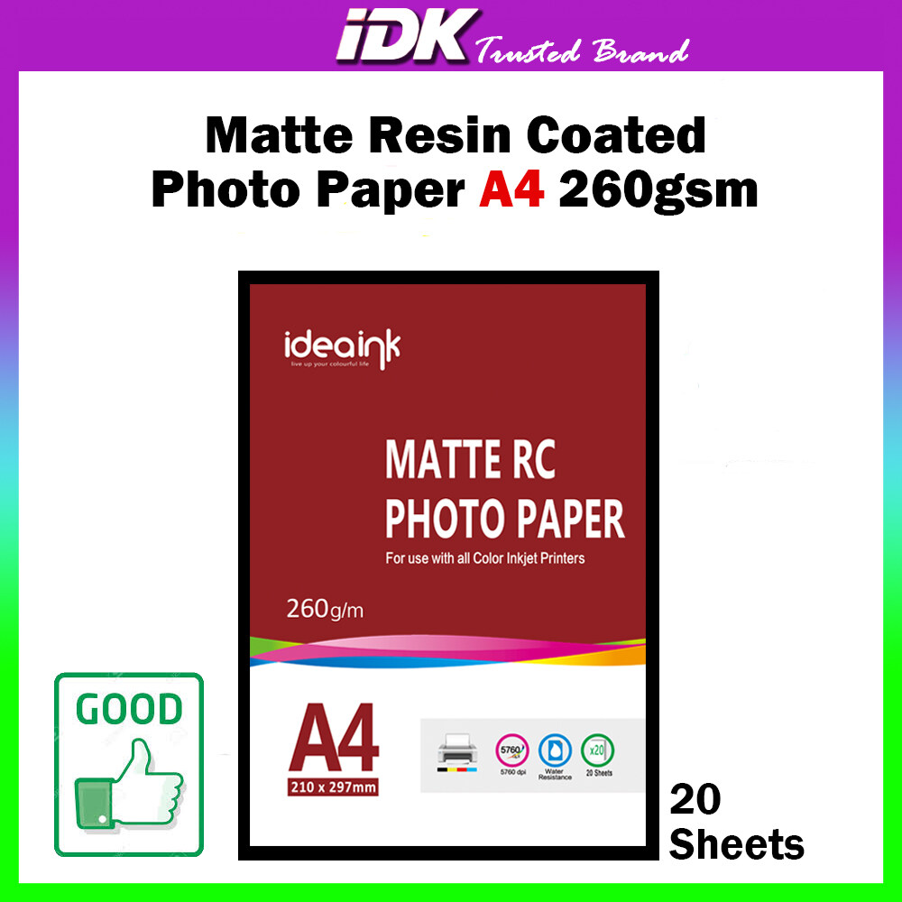 A4 Matte / Glossy RC ( Resin Coated } Photo Paper 260gsm 260g 50sheets For Inkjet | Lazada