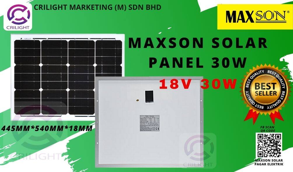 Crilight MAXSON 30W 18V Solar Panel for Electric Fencing Pagar Elektrik ...