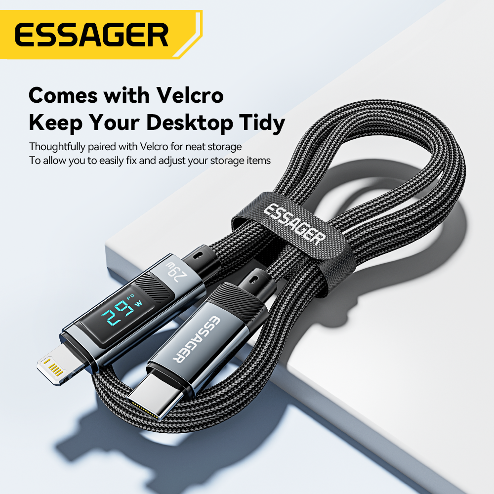 Essager 29W USB C Loại C Lightning Màn hình hiển thị kỹ thuật số cáp ...
