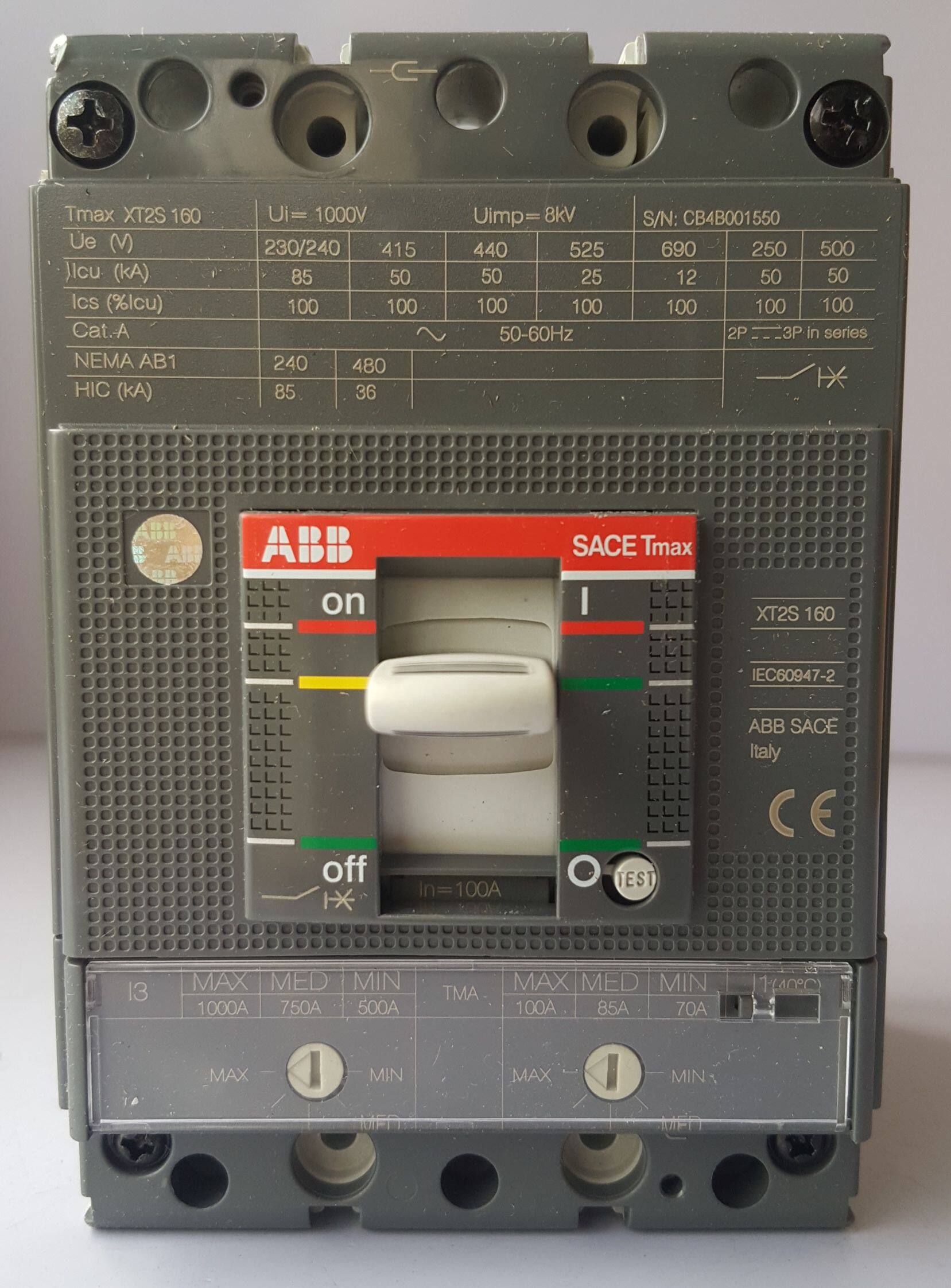 ABB MCCB 50kA XT2S160 3poles 32A 40A 63A 100A | Lazada