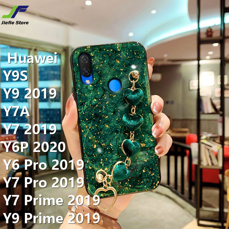 JieFie หรูหราทองฟอยล์ Bling หินอ่อนสำหรับ Huawei Y9 2019 / Y6P / Y7A ...