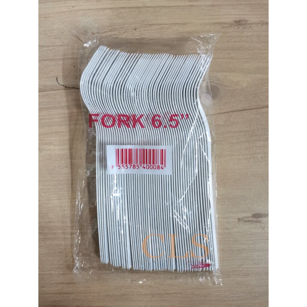 CLS Plastik Sudu Garpu Disposable Plastic Spoon Fork 50pcs " 6.5 inch ...