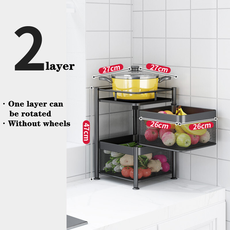Stainless Steel Kitchen Rotating Multi Layer Rack Vegetable Storage ...